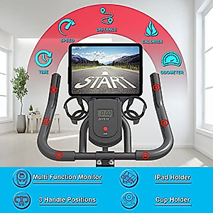 GOFLYSHINE Exercise Bikes Stationary,Exercise Bike for Home Indoor Cycling Bike for Home Cardio Gym,Workout Bike with Ipad Mount & LCD Monitor,Silent Belt Drive