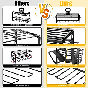 Xverycan Power Tool Organizer for Tool Storage, Wall Mounted Drill Holder, Tool Holder & Storage Rack for Garage Organizer, 3 Layer Heavy Duty Metal Tool Shelf with 7 Battery Holder Rack