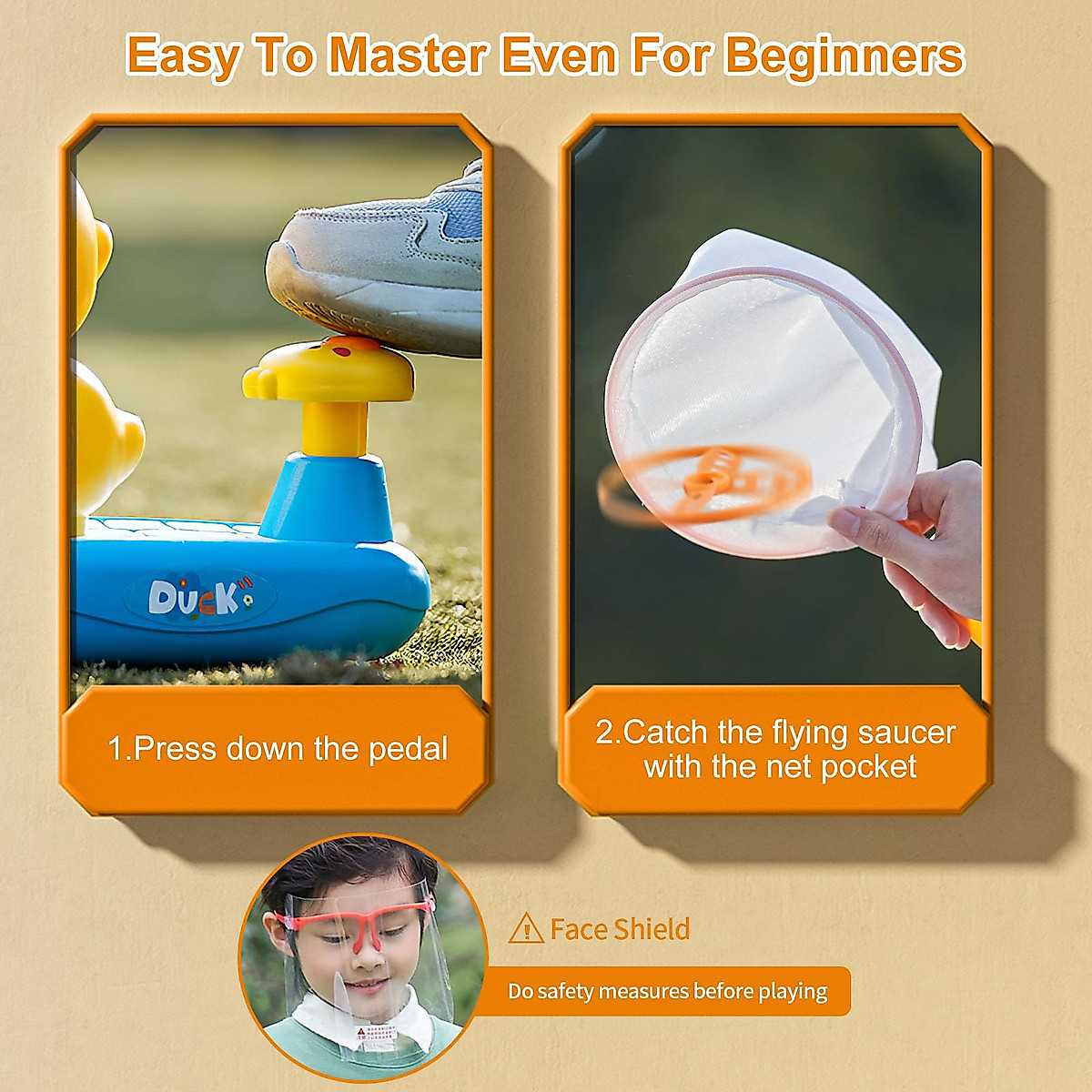 ETPlanet Outdoor Toys for Kids Ages 4-8, Duck Flying Disc Launcher, Summer Outside Yard Activities Toddler Chasing Toy 3 4 5 6 7 Year Old Boys Girl Family Backyard Games Christmas Birthday Gifts