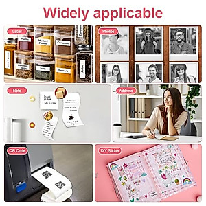 Operitacx Mini Sticker Printer, Portable Mini Thermal Printer with 10 Rolls Paper 5 Pens, Print Pod Inkless Pocket Printer for Notes Pictures, Compatible with Android & iOS