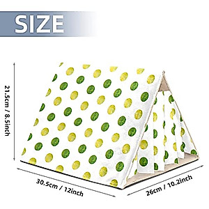 Y-DSIWX Guinea Pig Hideout House Bed, Green Yellow Watercolor Polka Dot Rabbit Cave, Squirrel Chinchilla Hamster Hedgehog Nest Cage