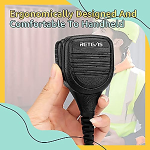 Retevis RT3S Walkie Talkie Mic with 3.5mm Audio Jack, IP54 Waterproof Shoulder Mic Compatible with RT22 RT68 RT5R RT86 RT85 RB17V RB87 RT27 RB85 RT81 RT1 Baofeng BF-F8HP UV5R Two Way Radio (1 Pack)