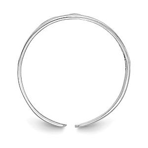 Solid 14k White Gold Floral Flower Adjustable One Size Fits All Toe Ring (3 to 6 mm)