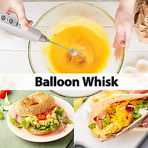 Sakgos Milk Frother Rechargeable Handheld-Electric Whisk 3 Speed Adjustable, Coffee Frother Wand with 3 Stainless Whisks, Electric Foam Maker, Drink Mixer Blender for Latte Cappuccino Matcha Egg