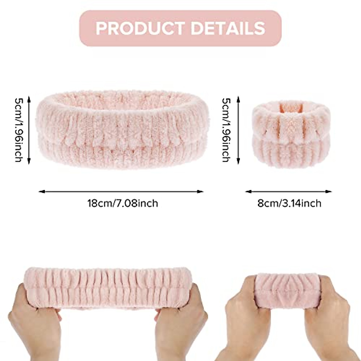WLLHYF Spa Headband Wrist Washband Face Wash Set Facial Makeup Hair Band Microfiber Shower Head Wraps Adjustable Wrist Wash Bands Prevent Liquid from Arms Spilling for Women Girls