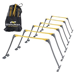 PodiuMax Portable Height Adjustable Sports Training Hurdle, Lightweight, Innovative Foldable Design, Collapsible Safe, 6 per Pack