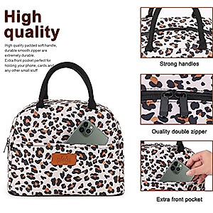 Ylebs Lunch Bag for Women Insulated Lunch Box Reusable Cooler Tote Bag for Work,Water-resistant Thermal(Leopard)