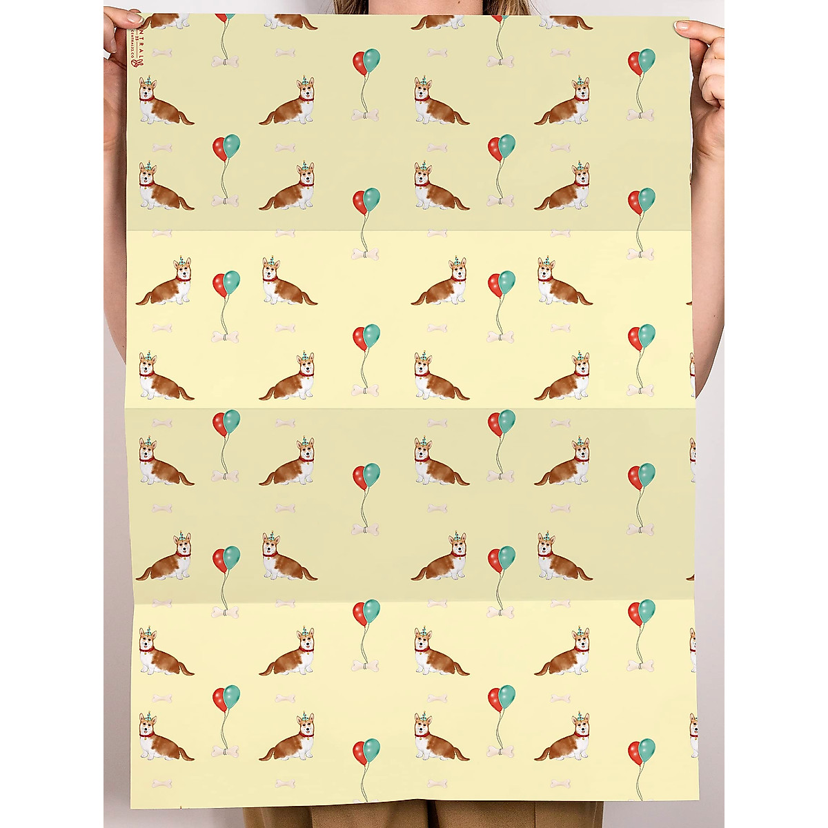 CENTRAL 23 Corgi Wrapping Paper - Dog Wrapping Paper - 6 Thick Gift Wrap Sheets - Happy Birthday Wrapping Paper - Comes With Fun Stickers - Recyclable