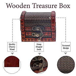 SandT Collection 3 Inch Wooden Keepsake Treasure Chest Trinket Box - Basketweave