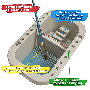 MyLifeUNIT Paint Brush Cleaner, Paint Brush Holder and Organizers with Palette for Acrylic, Watercolor, and Water-Based Paints (Grey)