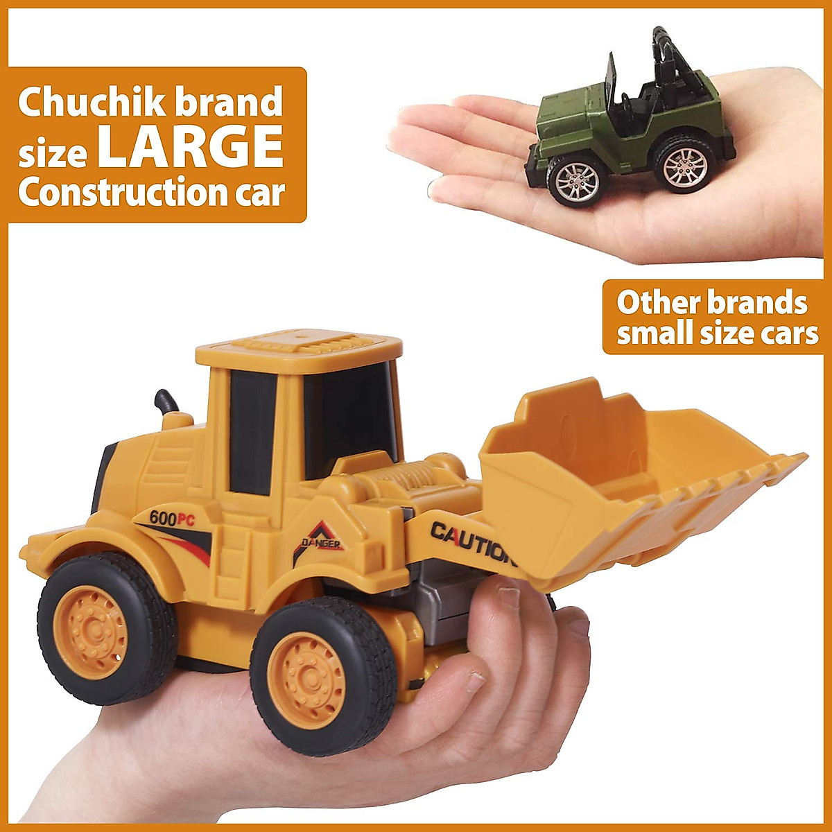 Chuchik Set of 3 Friction Power Transforming Construction Toys Vehicles Truck for Toddlers Age 3-6