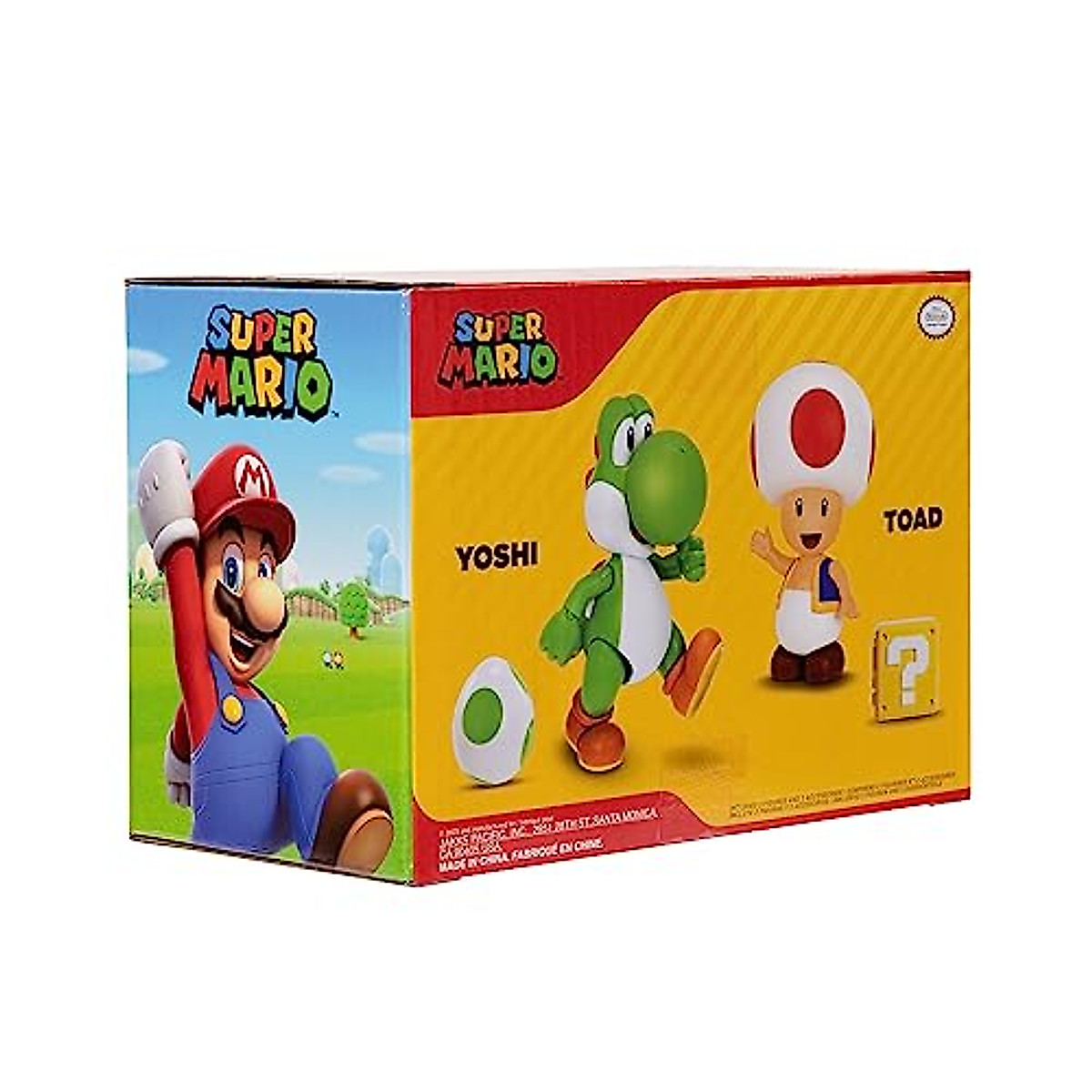 Super Mario Nintendo 4 Inch Action Figure 2-Pack: Yoshi & Toad with Accessories