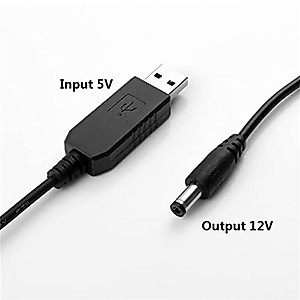 LJCELL 2pcs USB 5V to DC 12V Convert Cable 5V to 12V Voltage Step-Up Cable 5.5x2.1mm DC Connect Male for Router LED Strip Light