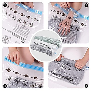Amazon Basics Roll-Up Travel Storage Bags, 12 Packs of 6 (Small & Medium), Multiple, Clear