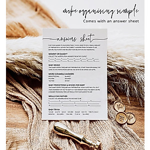 Baby Shower Games - Set of 6 Boho Baby Shower Games for 25 Guests, Boy or Girl, Double-Sided Cards, Gender Neutral