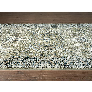 Abani Savoy Collection Area Rug - Intricate Blue/Green Vintage Design 7'9" x 10'2" - Easy to Clean - Durable for Kids & Pets - Non-Shedding - Medium Pile - Soft Feel - Living Room, Bedroom & Office