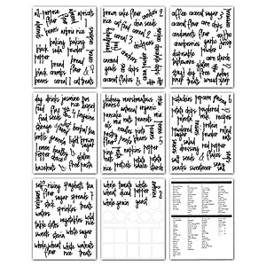 Pantry Labels Spice Jar Labels for Food Containers 168Pcs Kitchen Food Stickers Labels for Storage Bins Bottles Containers Black Text Preprinted Waterproof Removable