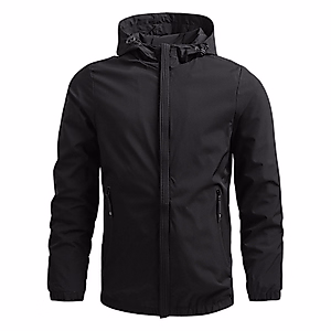 Lmdudan Mens Hooded Zipper Rain Jacket Ladies Lightweight Windbreaker Waterproof Jackets 2023 Fall Winter Warm Coats Tops