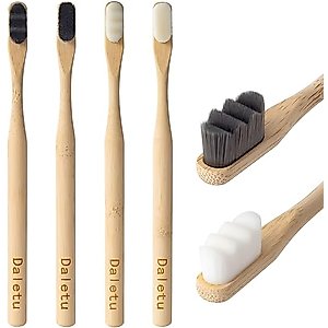 Daletu Bamboo Toothbrush, Biodegradable Toothbrushes Extra Soft Bristles, 20000 Soft Natural Bristle Toothbrush, Eco Friendly Toothbrushes for Sensitive Teeth Gum Recession - 4 Pack