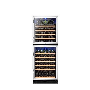 Lanbo Built-in Dual Zone Wine Cooler with Double-Layer Glass Door, 133 Bottle