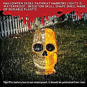 Halloween Decoration Lights Skull Stake Lights Halloween Lights String, 6FT x 4 LED Waterproof Skeleton Skull Pathway Lights for Garden Yard Tree Halloween Outdoor Indoor Decor, Lawn Props