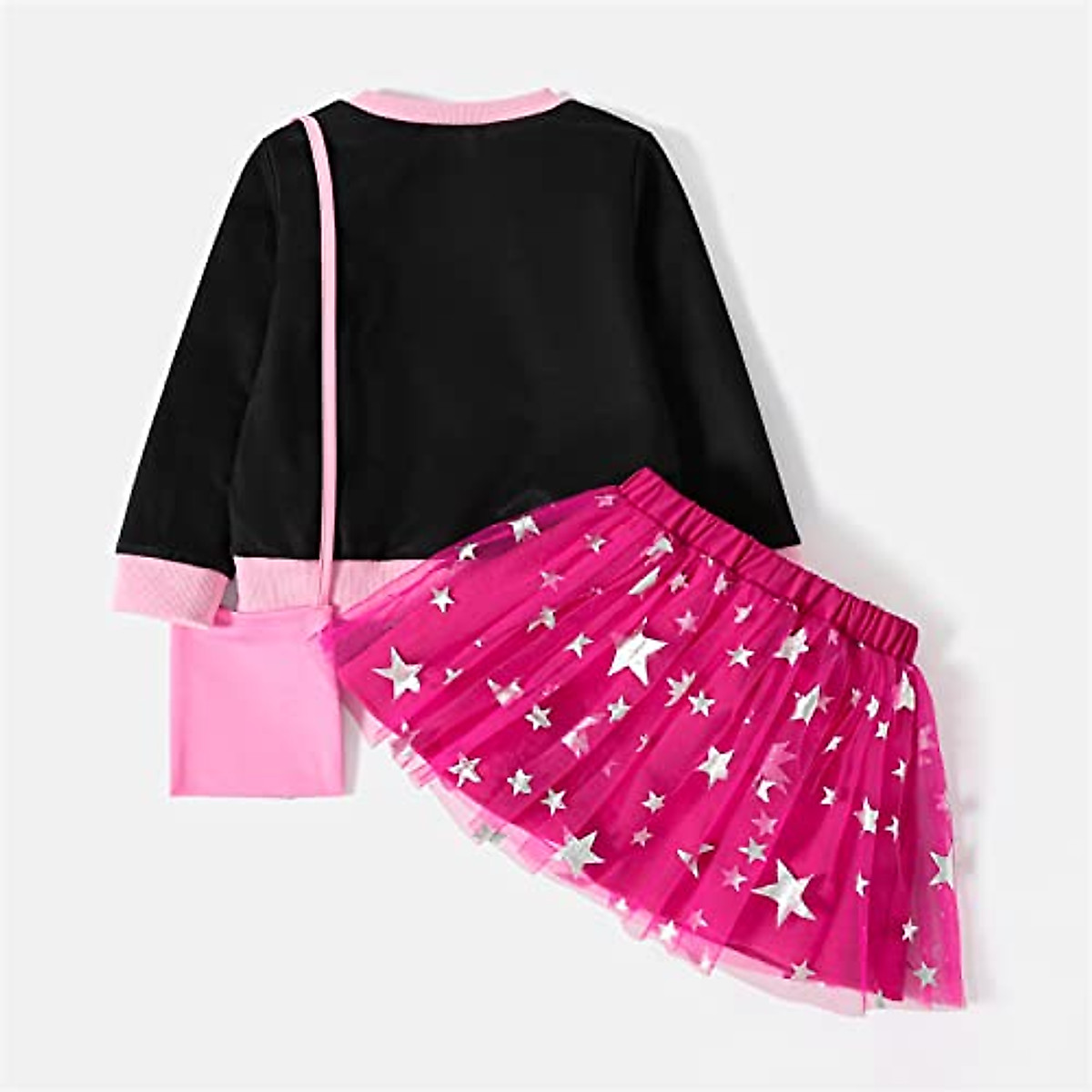 L.O.L. Surprise! Girl Birthday Skirt Set with Cute Bag, Long Sleeve Print Pullover Tee Mesh Tutu Skirts 3 Piece Outfit Set