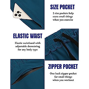 COOFANDY Mens Athletic Shorts Quick Dry Workout Shorts Bodybuilding Pants Training Running Weightlifting Jogger with Pocket Black/Blue