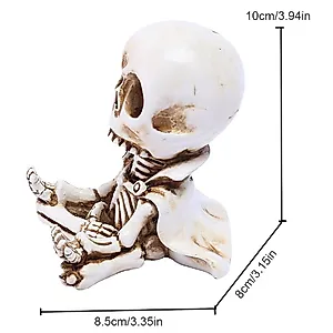 Cute Medidating Skull Dashboard Phone Holder for Car, Car Phone Mount, Skull Car Interior Accessories, Home Office Gothic Halloween Decorations