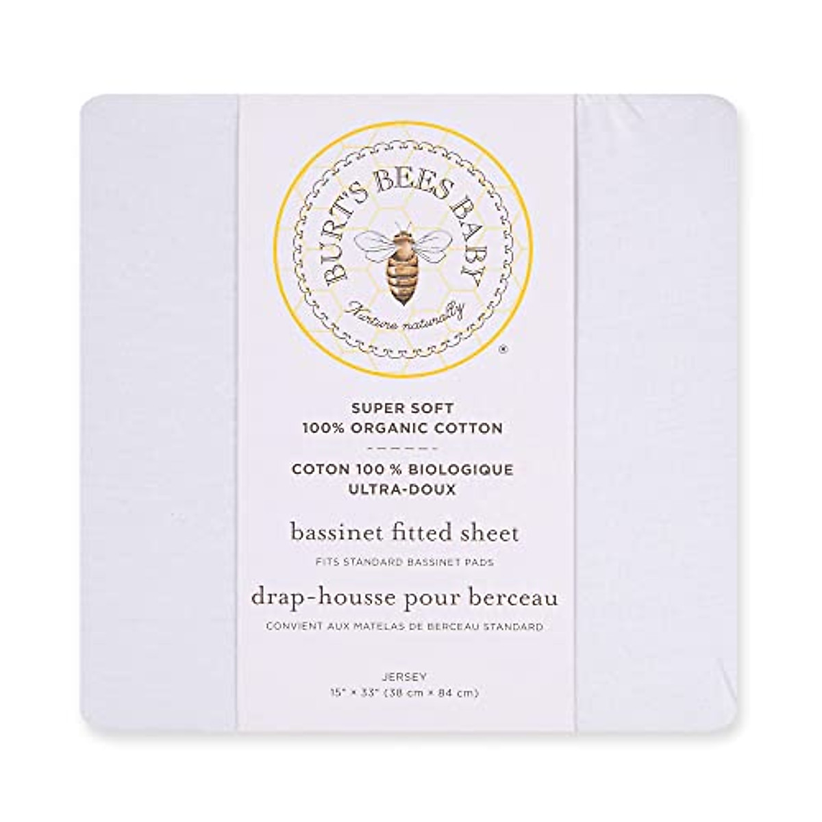 Burt's Bees Baby Bassinet Sheet, Fitted Unisex 100% Organic Jersey Cotton Bassinet Sheet for Standard Bassinet Mattress