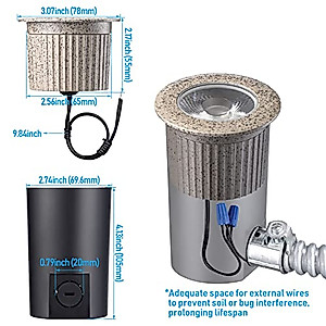 LEONLITE 3W Well Lights Landscape LED In Ground, 320LM 12-24V AC/DC Landscape Pathway Lights, IP67 Waterproof Aluminum Paver Light, 3000K Warm White CRI 90 for Garden Yard, Pebble Grey, Pack of 6