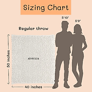 Adyrescia Chunky Knit Blanket Throw | 100% Hand Knit with Jumbo Chenille Yarn (40"x50", Cream White)