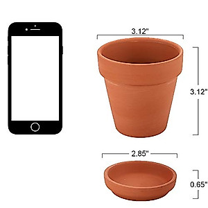 Nilos 12 Pack Terra Cotta Pots with Saucer - 12pcs 3 Inches Clay Pots with 7Pcs Succulent Tools Mini Flower Pot Planters for Succulent Display, Indoor, Outdoor, Home, Office, Wedding Decor