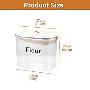 Xbopetda Flour Containers with Lids Airtight, Clear Plastic Flour Storage Container with Wide Mouth & Spoon, Time Recording Flour Sugar Storage Containers, Dry Food Storage for Kitchen Pantry Storage