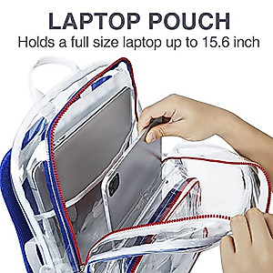 Conworld Clear Backpack, Heavy Duty PVC Transparent Backpack, See Through Backpack for School Work Sports