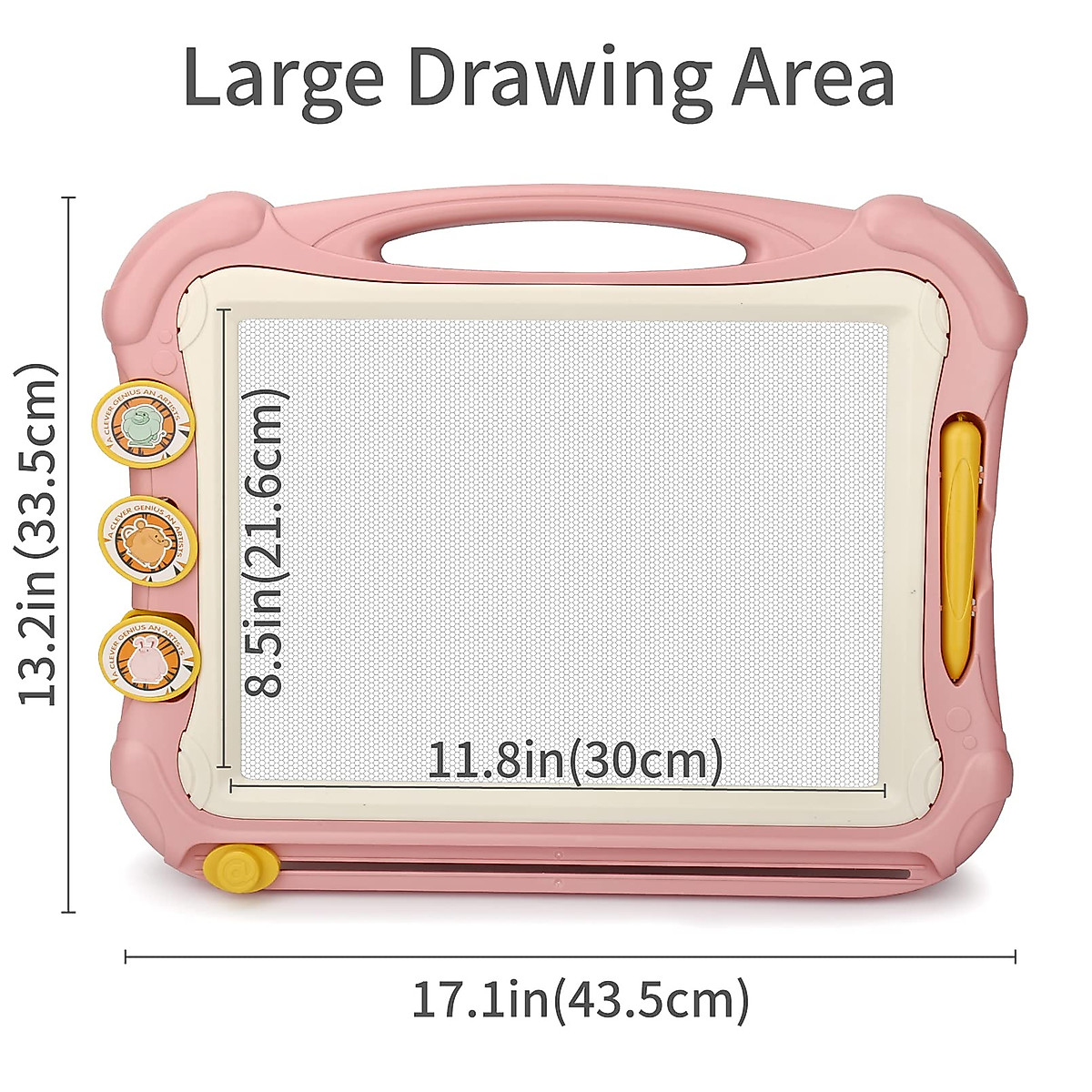 LZZAPJ Magnetic Drawing Board, Large Color Etch A Magnet Sketch Doodle for Toddlers, Learning Painting Writing Pad, Best Birthday Easter Gifts Toy for Kids Boys or Girls 3 4 5 6 7 Years Old (Pink)