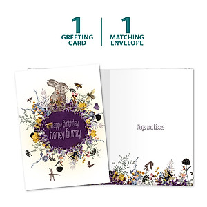 Tree-Free Greetings - Birthday Cards - Artful Designs - 1 Card + Matching Envelopes - Made in USA - 100% Recycled Paper - 5"x7" - Honey Bunny (GO61233)