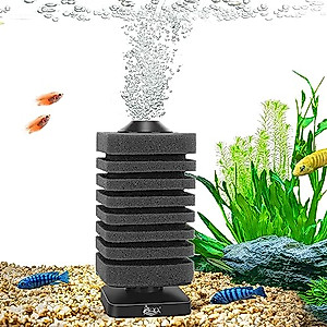 AQQA Aquarium Filter, Submersible Sponge Filter with Filtration and Aeration 2 in 1 Ultra Quiet Fish Tank Filters for 5-30 Gallon Shrimp Betta Fish Tank with 1pcs Replacement Sponge