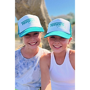 Ace the Moon Tennis Friends Trucker Hat with Mesh Back, Teal Hat for Men & Women, Tennis Hats for Women, Men & Teens, Gifts for Tennis Players, 5 Panel High Crown Foam Front Hat, Fits Most Head Sizes