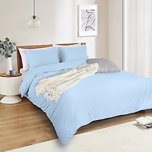 Mejoroom Lake Blue Duvet Cover Queen Size – Queen Duvet Cover Set - Soft and Breathable Comforter Cover with Zipper Closure, 3Pieces, 1 Duvet Cover (90x90”) and 2 Pillow Shams(20x26”)
