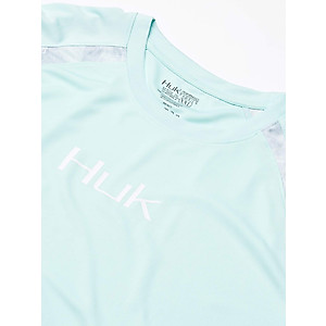 Huk Men's Strike Solid Long Sleeve Shirt | Long Sleeve Performance Fishing Shirt With +30 UPF Sun Protection & Water Repellent & Stain Resistant Material, Seafoam, 2X-Large