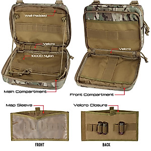 WYNEX Tactical Large Admin Pouch of Double Layer Design, Molle EDC EMT Utility Pouch with Map Sleeve Modular Tool Pouch Large Capacity Flag Patch Included