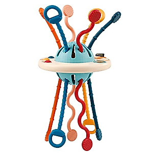 Baby Sensory Toys, Montessori Food Grade Silicone Pull String Activity Toy with Sliding Magic Balls & Simple Bubble for Motor Skills, Baby Toys 12-18 Months, First Birthday Gift for Boys Girls.