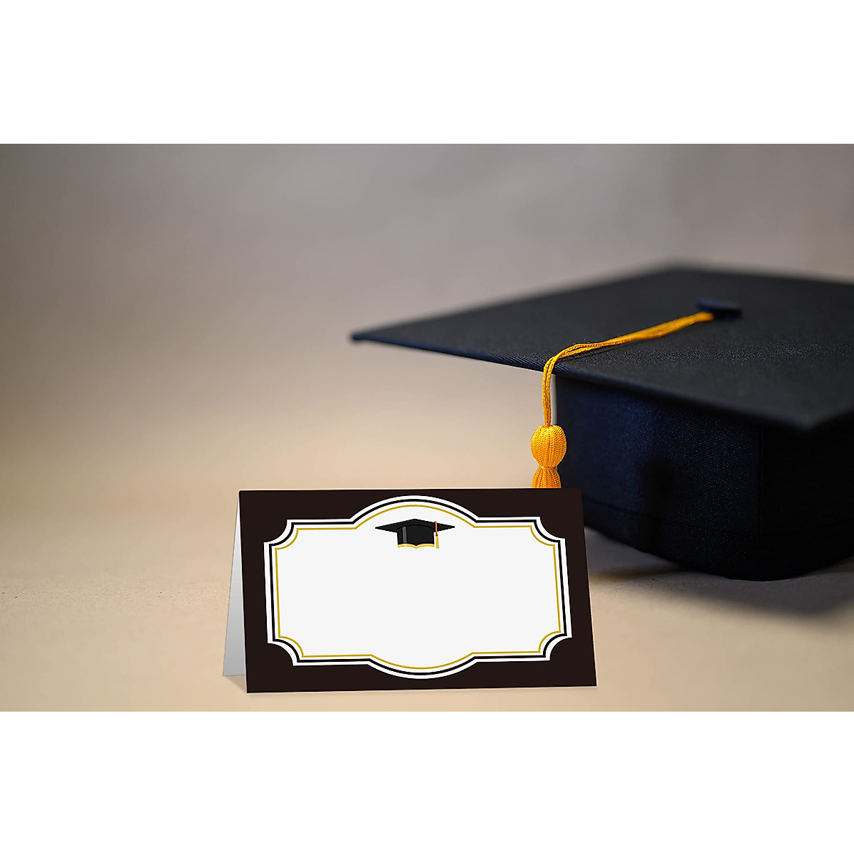 Table Place Card for Graduation Party, 25 Pcs Small Tent Cards Set with Gold Balloons and Graduation Cap Design, Elegant Name Cards Food Lables, Graduation Party Decorations 2022 Supplies(06)