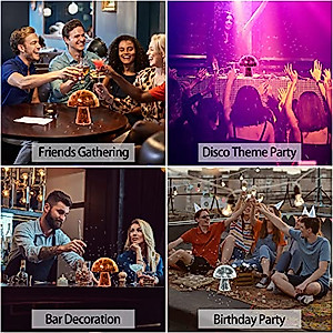 Mushroom Disco Ball, Silver & Rose Gold Mirror Glitte, Reflective Lights for Party, Room, Table Decor, Art Decorations, 2 Pack (6 X 6.3 in)