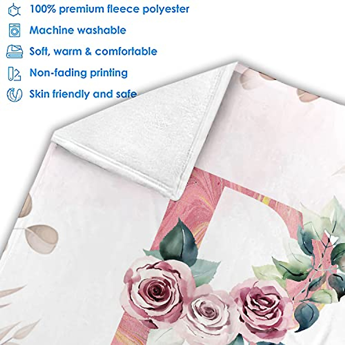 Zocoshi TeeWarrior Personalized Baby Blankets, Custom Baby Blanket - Baby Blanket with Name for Girls, Best Gift for Baby, Newborn Floral Plush Fleece (30x40)