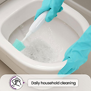 Elgood Reusable Dishwashing Cleaning Gloves with Latex free, Cotton lining ,Kitchen Gloves 2 Pairs,Purple+blue, Medium