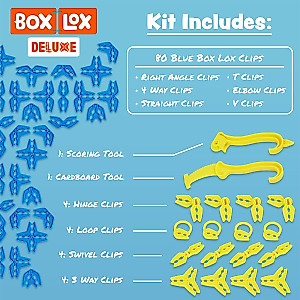 Atwood Toys Box Lox 98 pcs Creative Cardboard Building kit - Construction Toys for Girls and Boys Educational STEM (Blue Deluxe)