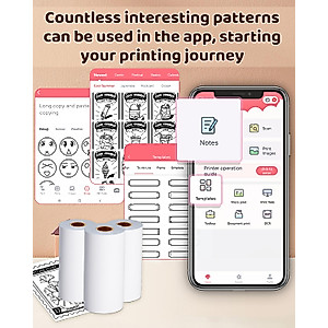 T02 Mini Sticker Printer Thermal Paper, M02L White Non-Sticky Paper, Compatible With Memoking, Memoqueen, Phomemo T02 Pocket Printer, Black On White Paper, 53mm x 3.5m, 3 Rolls, Keep for 10 Years