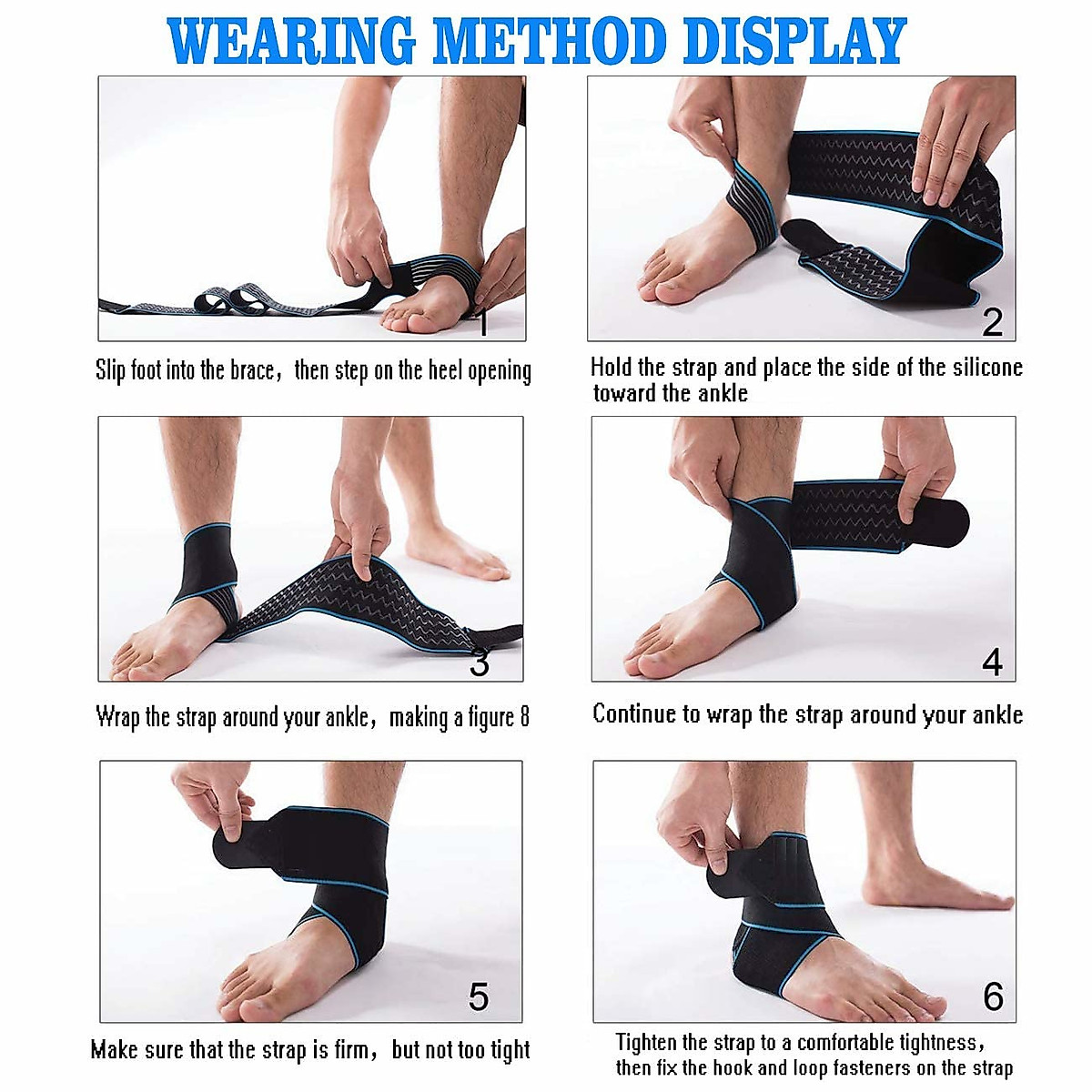 Ankle Support Brace - Breathable Adjustable Compression Ankle Sports Wrap. For Men & Women - Stabilize Ligaments - Eases Swelling and Sprained Ankle (Blue Single)