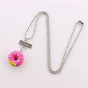 2-3 Pcs Best Friends Forever Friendship Necklaces Set Ice Cream Cookie Donut Flamingo Wishing Bottle Colorful Cute Pendant BFF Necklaces Friendship Jewelry Birthday Gifts - Donut